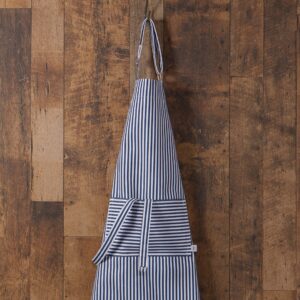 Now Designs Narrow Stripe Cotton Chef's Kitchen Apron, Royal Blue Stripe 28 x 32 in