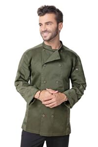 chef works men's mojave chef coat, olive, medium