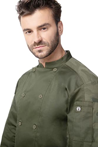 Chef Works Men's Mojave Chef Coat, Olive, Medium