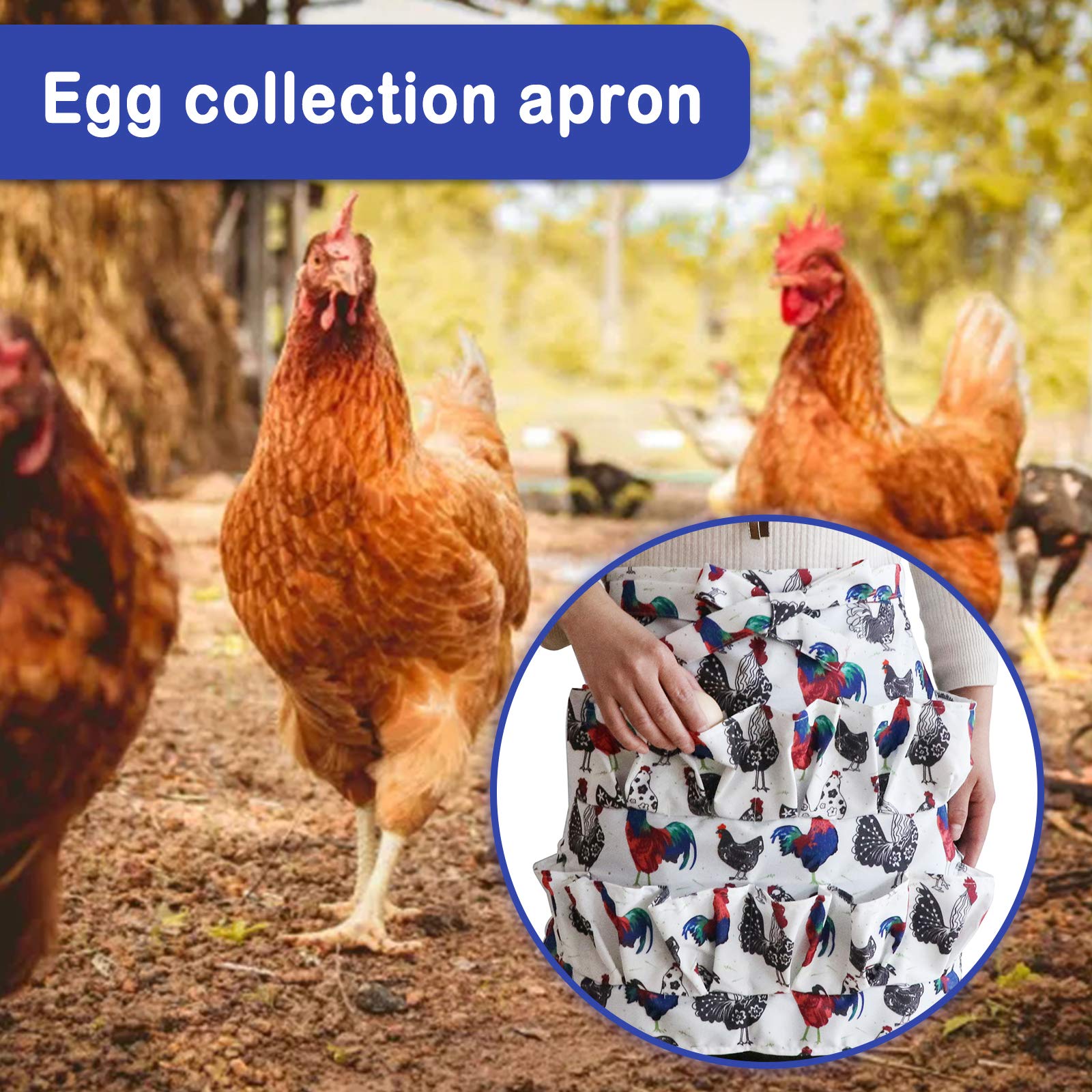 DatingDay Chicken Egg Farm Eggs Gathering Collecting Apron Pocket Perfect for Holding Multiple Egg (30cm*25cm)-3 Pockets for Children