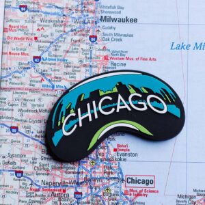 Vagabond Heart Chicago Illinois PVC Fridge Magnet - Chicago Bean Souvenir