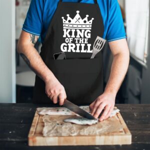 Bang Tidy Clothing BBQ Apron Funny Aprons For Men King Of The Grill Barbecue Grill Kitchen Gift - Black