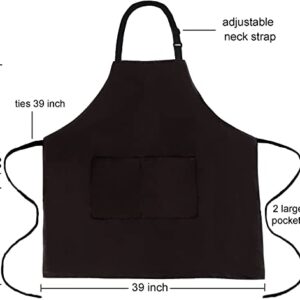 MissOwl Plus Size Adjustable Bib Apron Waterdrop Resistant with 2 Pockets Extra Large Chef Apron Kitchen Cooking for Women Men Black