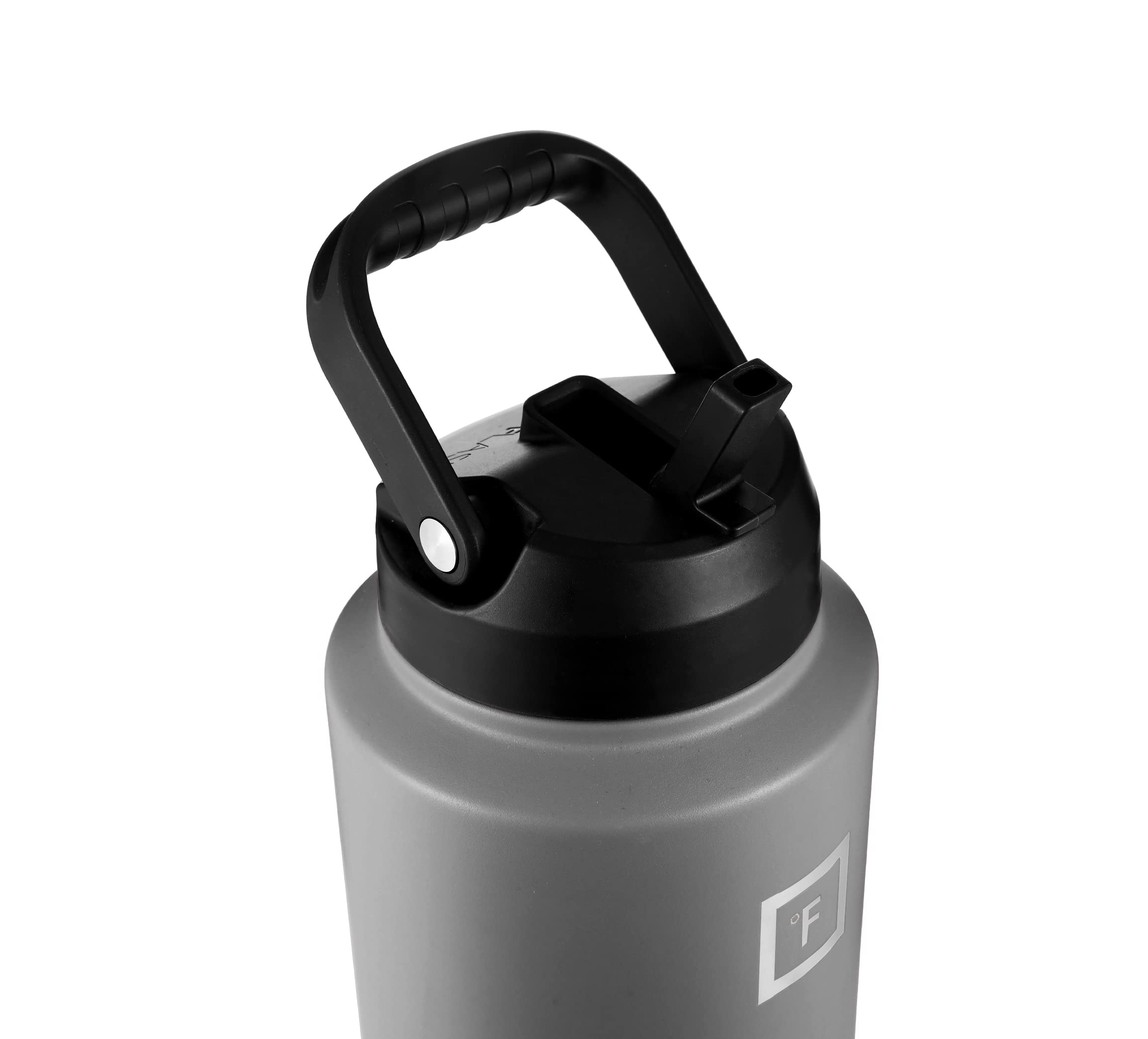 IRON °FLASK Straw Lid for One Gallon Jug, 128 Oz, Hydro Insulated Sports Modern Water Bottles, Simple BPA Free, 4 Straws, 2 Cleaning Brushes