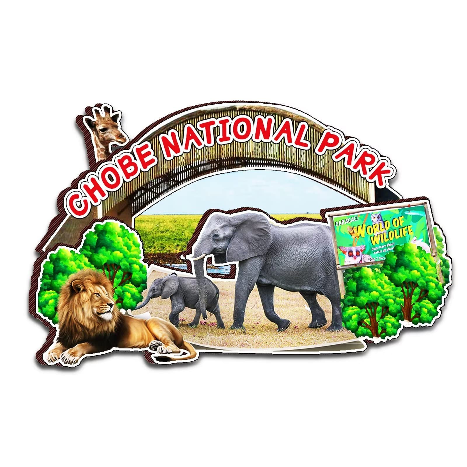 Chobe National Park Botswana Magnet Fridge Magnet Wooden 3D Landmarks Travel Collectible Souvenirs Decoration Handmade