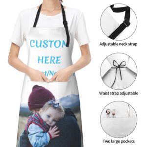 Personalized Aprons with Two Pockets Custom Apron for Men Design Your Own Photo Logo Name Chef Apron Free Regulating Length Durable Waterproof Kitchen Cooking Apron for Painting Grill Baking Unisex