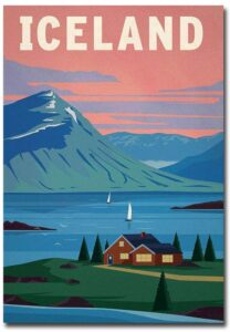 iceland vintage travel art refrigerator magnet size 2.5" x 3.5"