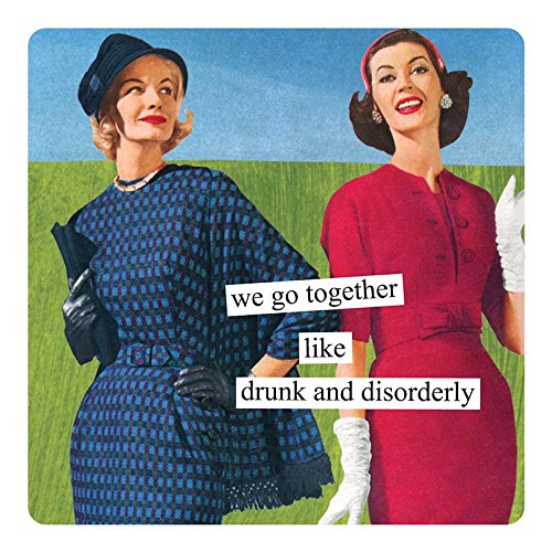 Anne Taintor Square Refrigerator Magnet - We Go Together Like Drunk and Disorderly