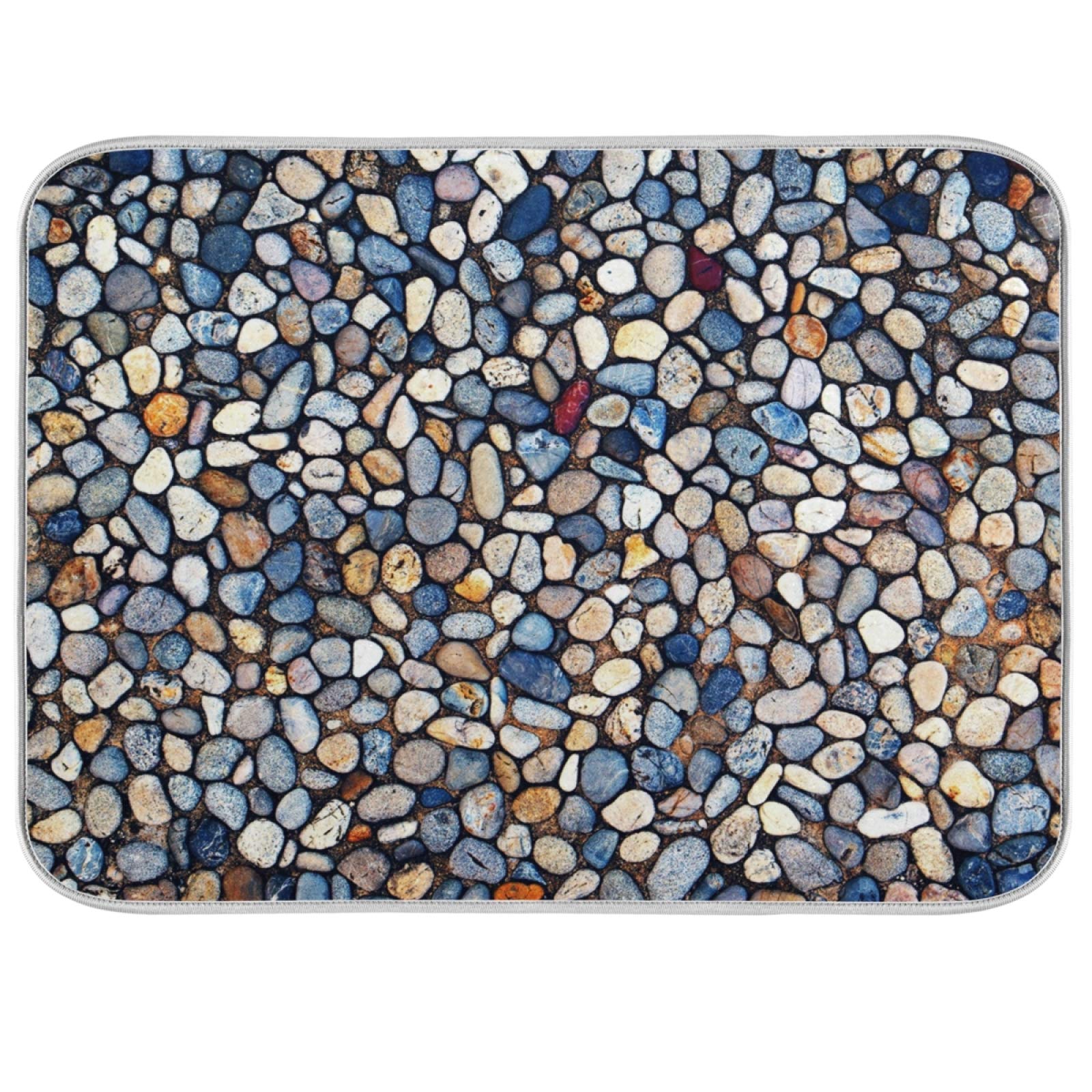 Colorful Stone Texture Dish Drying Mats 16 x 18 Inch Super Absorbent Microfiber Dish Drainer Rack Mats Soft Heat Resistant Drying Protector Pad for Kitchen Counter Sinks Dining Table