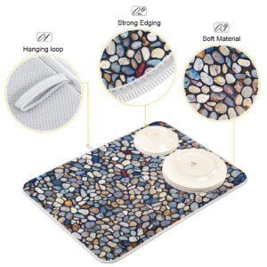 Colorful Stone Texture Dish Drying Mats 16 x 18 Inch Super Absorbent Microfiber Dish Drainer Rack Mats Soft Heat Resistant Drying Protector Pad for Kitchen Counter Sinks Dining Table