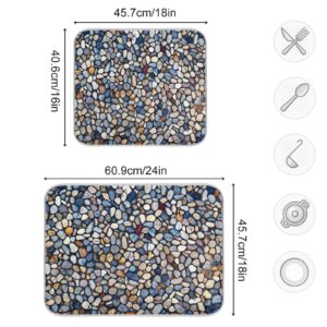 Colorful Stone Texture Dish Drying Mats 16 x 18 Inch Super Absorbent Microfiber Dish Drainer Rack Mats Soft Heat Resistant Drying Protector Pad for Kitchen Counter Sinks Dining Table