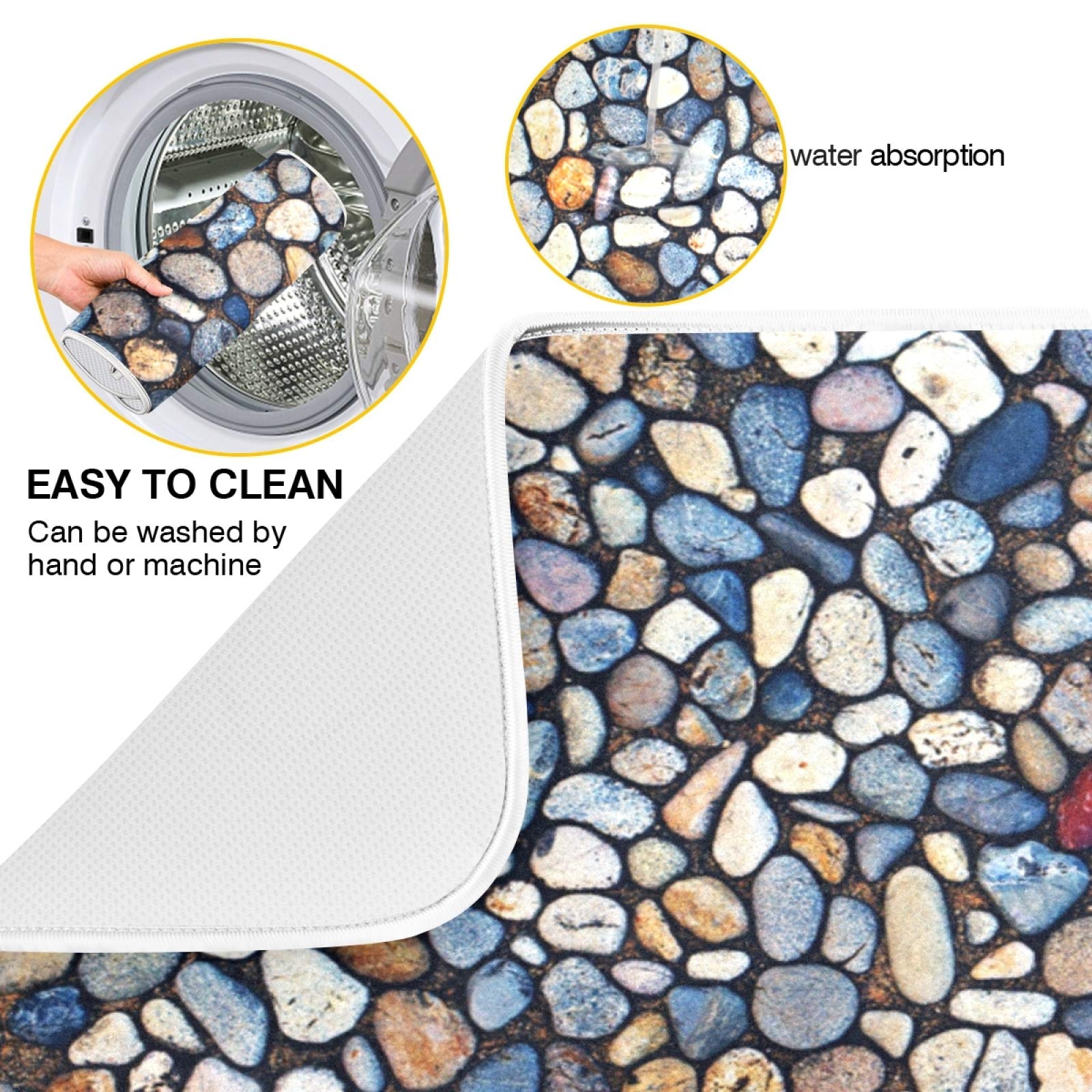 Colorful Stone Texture Dish Drying Mats 16 x 18 Inch Super Absorbent Microfiber Dish Drainer Rack Mats Soft Heat Resistant Drying Protector Pad for Kitchen Counter Sinks Dining Table