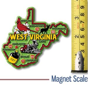 West Virginia Colorful State Magnet by Classic Magnets, 3.7" x 3.4", Collectible Souvenirs Made in The USA