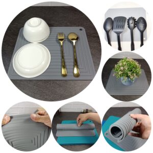 Hotsyang Silicone Trivets Mats for Hot Pots and Pans,Hot Dishes,Silicone Trivets for Kitchen Counter Heat Resistant,Large Silicone Trivets Mats Set About9 X12,Grey Silicone Hot Pads for Kitchen Table