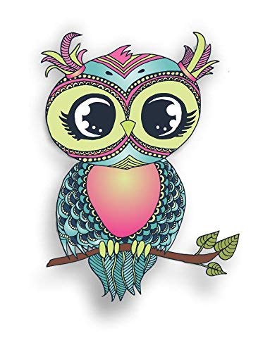 Magnet Pastel Owl Magnetic vinyl bumper sticker sticks to any metal fridge, car, signs 5"