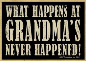 sjt enterprises, inc. what happens at grandma's never happened - wood fridge kitchen magnet - great for grandparents - made in usa - measures 2.5" x 3.5" (sjt00111)