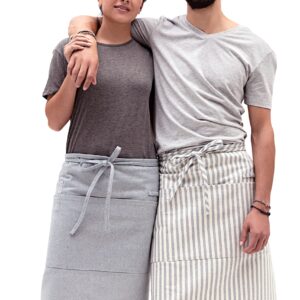 MEEMA Aprons with Pockets | Upcycled Cotton and Denim | Barista or Chef Unisex Apron| Durable Fabric, One Size Fits All