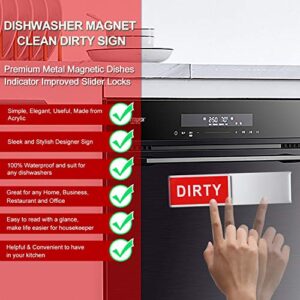 Clean Dirty Magnet Sign for Dishwasher，Taste Season Super Strong Magnet, Easy to Read Non-Scratch Magnetic，Sliding Indicator with Clear, Bold & Colored Text (Silver)