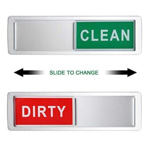 Clean Dirty Magnet Sign for Dishwasher，Taste Season Super Strong Magnet, Easy to Read Non-Scratch Magnetic，Sliding Indicator with Clear, Bold & Colored Text (Silver)