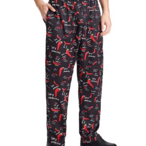 Men's Elastic Baggy Chef's Pants Floral Restaurant Work Pant and Cook Pant Uniform Pepper L