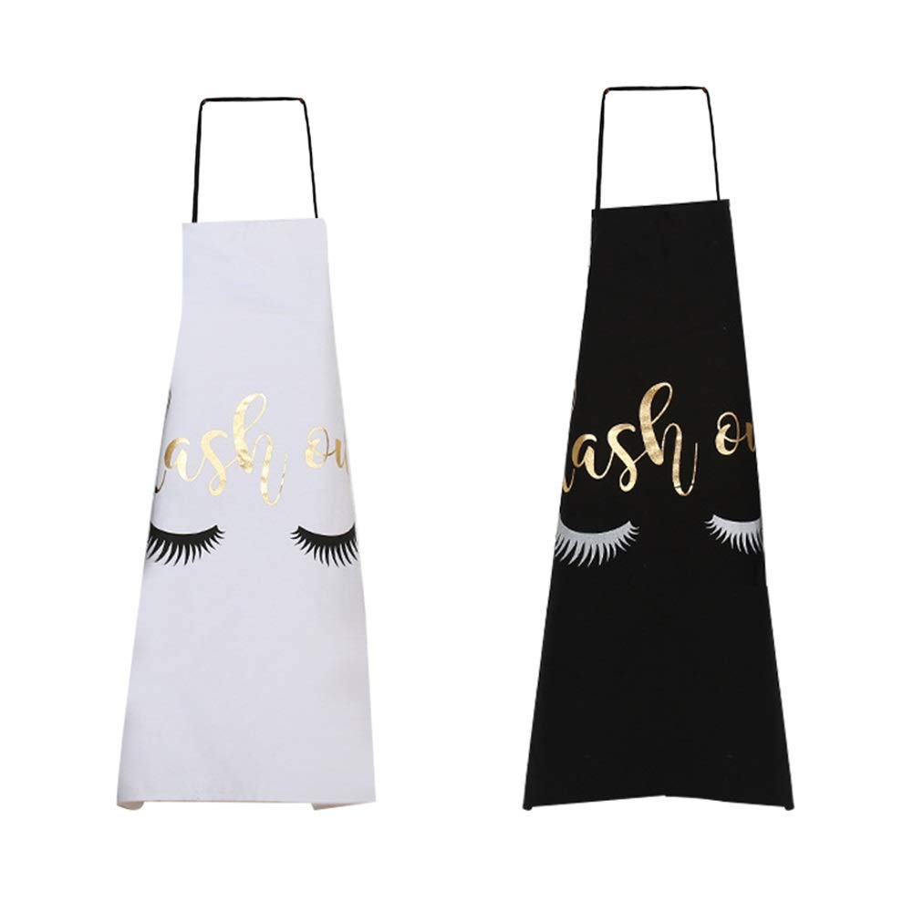 2Pcs Gold Lash Aprons Cotton Bibs Home Cooking Coffee Shop Cleaning Aprons