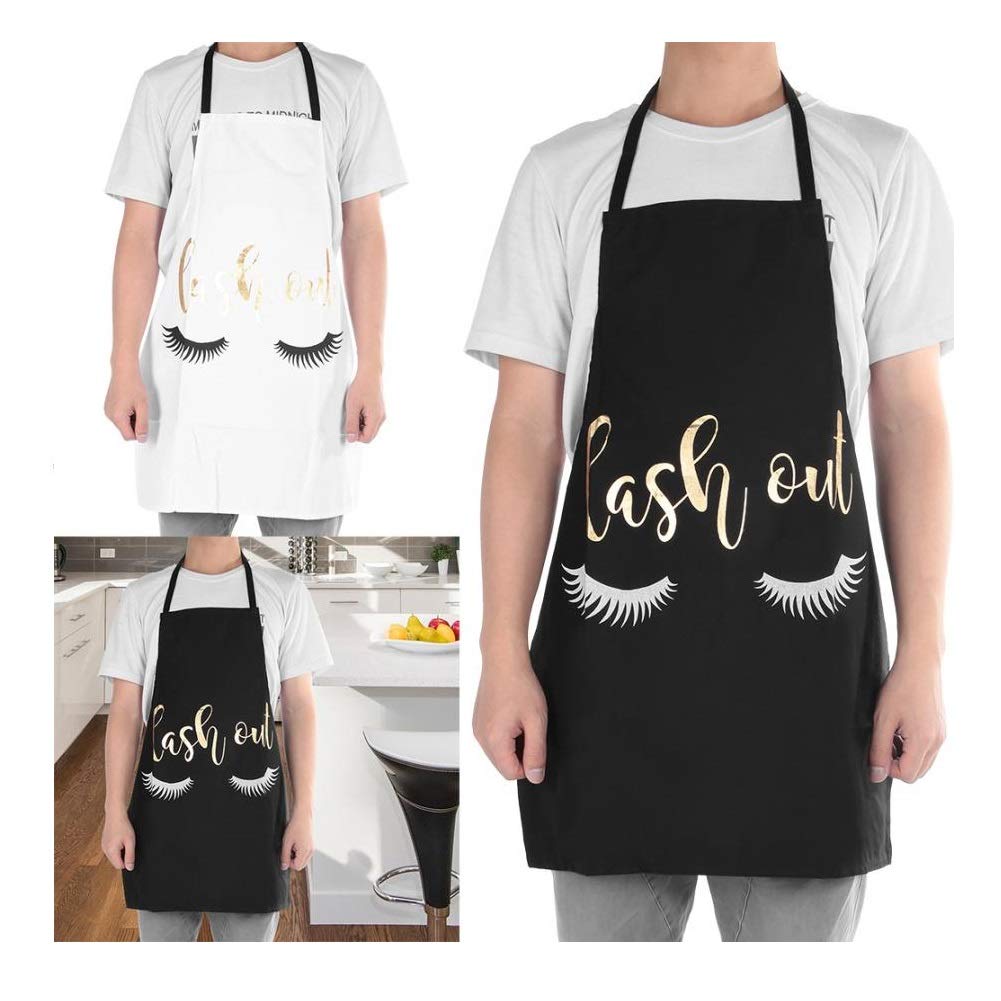 2Pcs Gold Lash Aprons Cotton Bibs Home Cooking Coffee Shop Cleaning Aprons