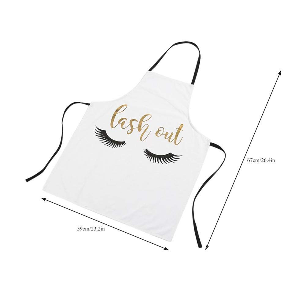 2Pcs Gold Lash Aprons Cotton Bibs Home Cooking Coffee Shop Cleaning Aprons