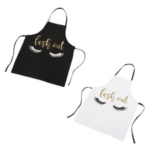 2Pcs Gold Lash Aprons Cotton Bibs Home Cooking Coffee Shop Cleaning Aprons