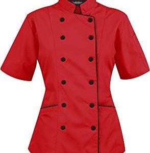 ChefUniforms.com Women's Chef Coat with Piping (Eggplant, XL)