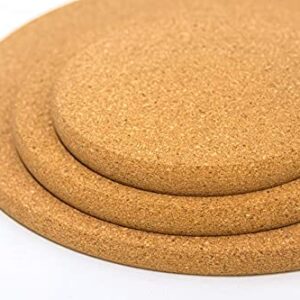 vboer Cork Trivets for Hot Dishes - 6, 9, 12 Inch Diameter, 0.6 Inch Extra Thick, Set of 3 -, Plant Coasters, Hot Pads for Kitchen Pots, Pans, Kettle, Round Placemats