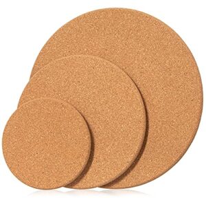 vboer cork trivets for hot dishes - 6, 9, 12 inch diameter, 0.6 inch extra thick, set of 3 -, plant coasters, hot pads for kitchen pots, pans, kettle, round placemats