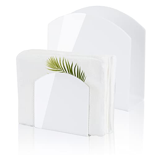 MAJOYLIFE Acrylic Napkin Holder 2 Pack,Thickened U-shaped Napkin Dispenser,Cocktail Wavenapkin Holders for Kitchen Restaurant Bar and Cafe(White)