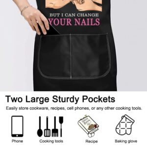 PXTIDY Nail Tech Apron With Pockets Nail Salon Apron Nail Tech Apron Nail Salon Gift Manicurist Apron Waterproof Apron Adjustable (CHANGE YOUR NAILS APRON)