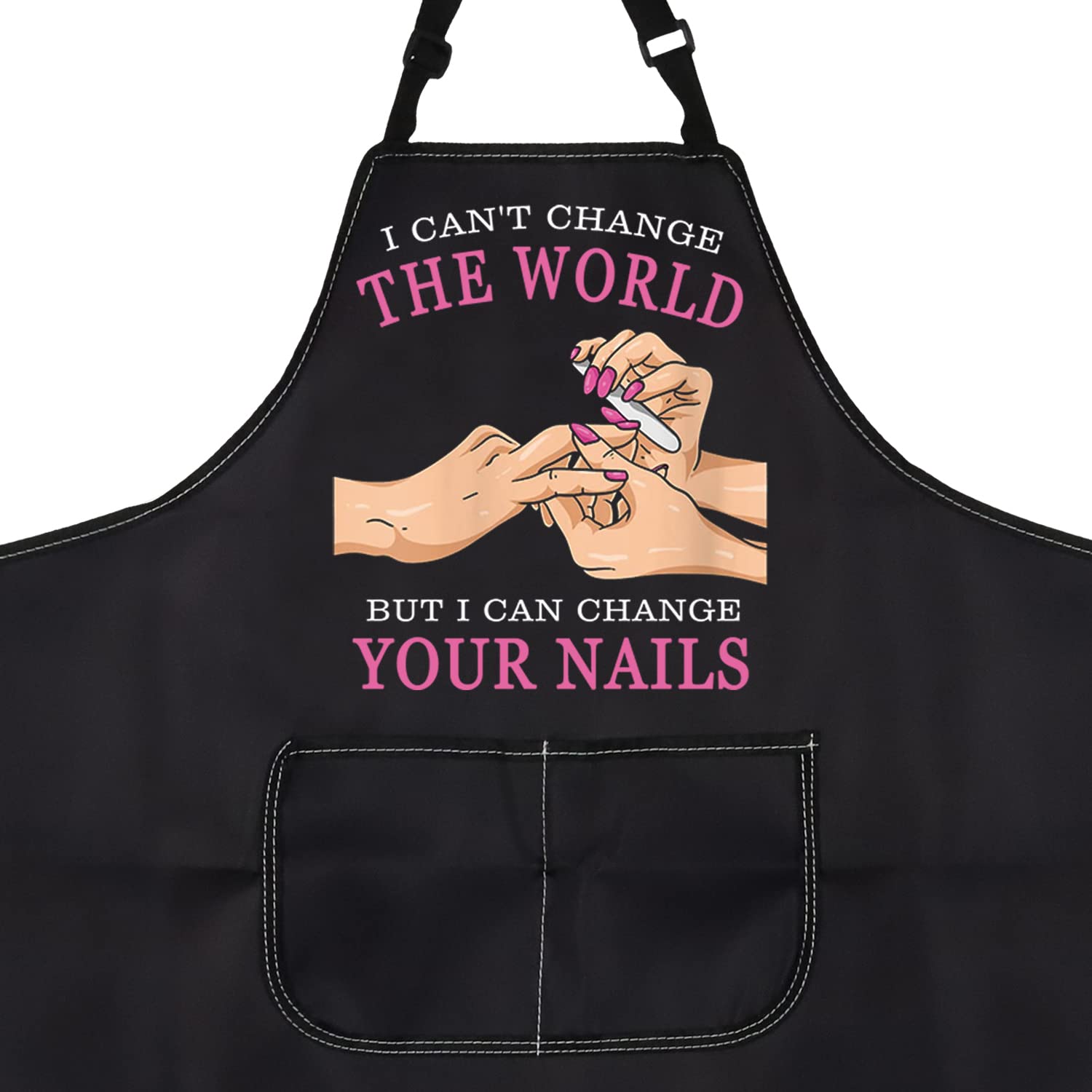 PXTIDY Nail Tech Apron With Pockets Nail Salon Apron Nail Tech Apron Nail Salon Gift Manicurist Apron Waterproof Apron Adjustable (CHANGE YOUR NAILS APRON)