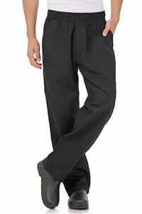 chef works men's better built baggy chef pants, black, large