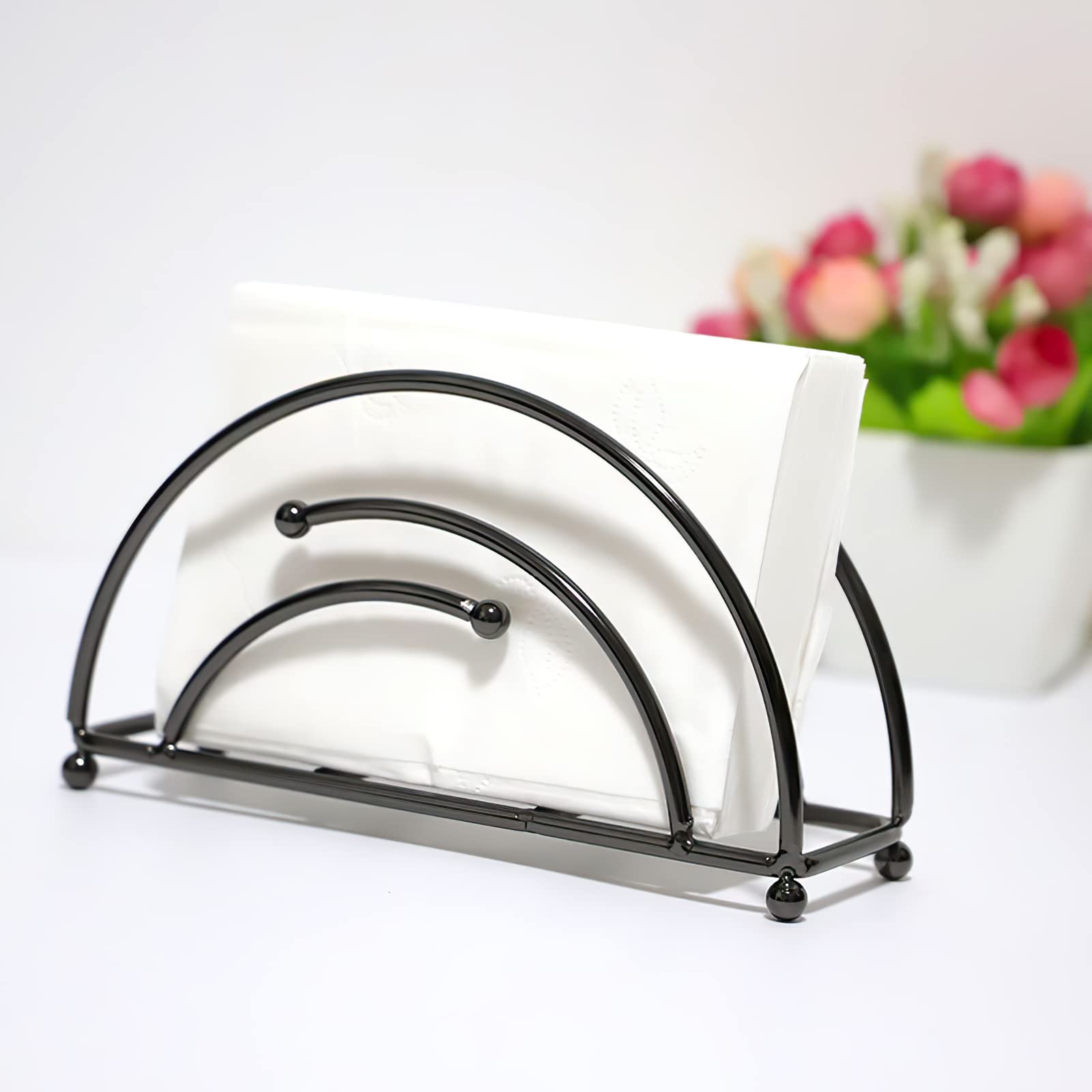 Napkin Holder，Metal Black Napkins Holder，Farmhouse Napkin Holder for Tables，Kitchen，Dining Room Decor