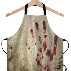 WONDERTIFY Bloody Hand Apron,Horror House Grunge Background with a Print of Hand Bib Apron with Adjustable Neck for Men Women,Suitable for Home Kitchen Cooking Waitress Chef Grill Bistro Baking Apron