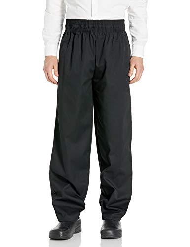 Uncommon Threads mens Classic Baggy With 3" Elastic Waist Chefs Pants, Black, X-Large US