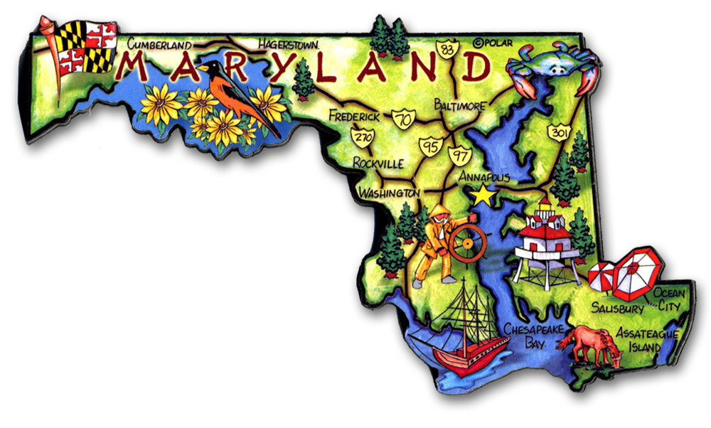 Maryland Artwood State Magnet Collectible Souvenir by Classic Magnets