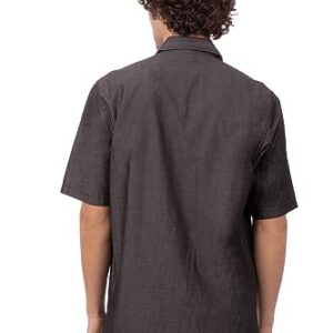 Chef Works Men's Detroit Short Sleeve Denim Shirt, Black, Small