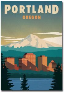 portland oregon vintage travel art refrigerator magnet size 2.5" x 3.5"