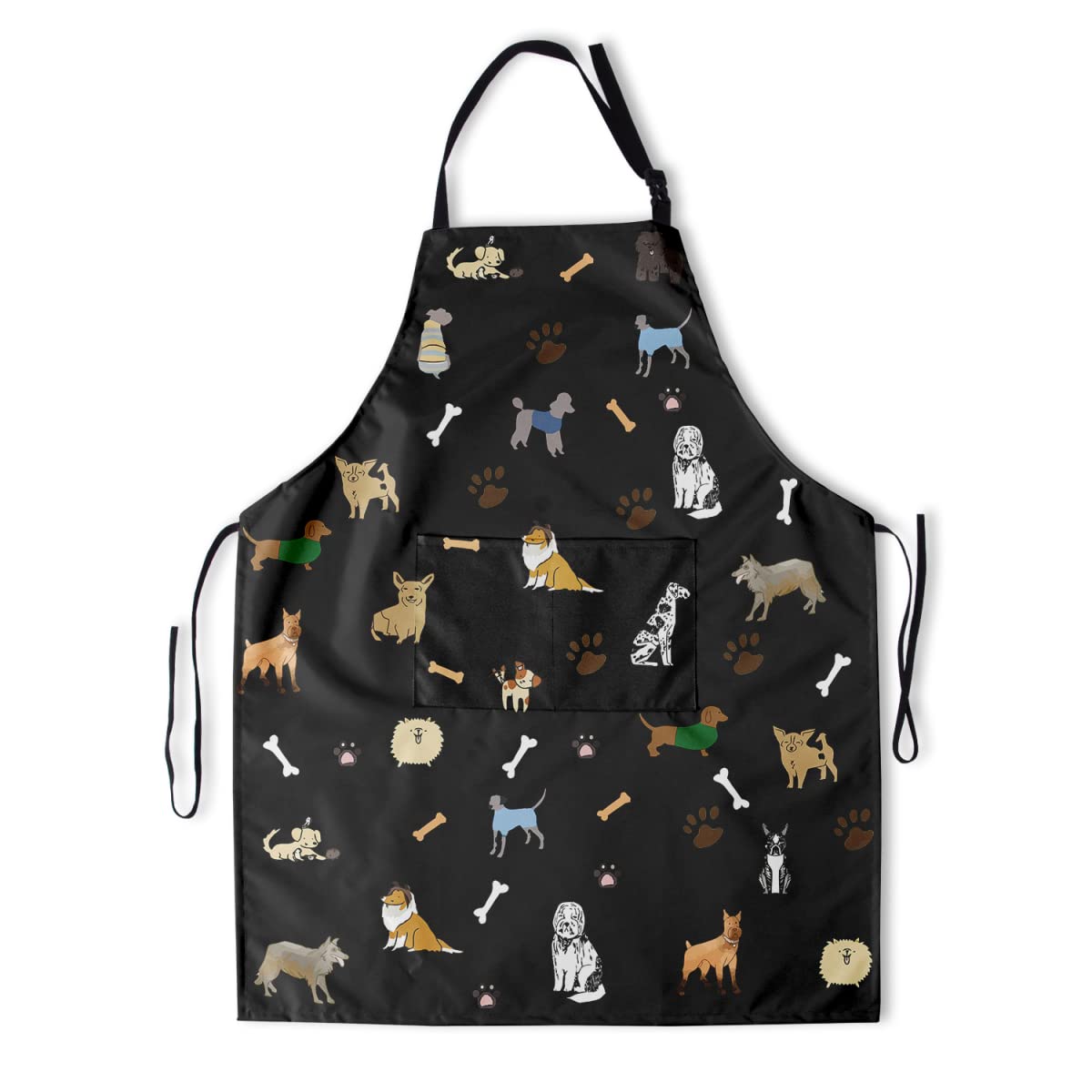 Cute Dog Grooming Apron Waterproof with Pockets 2 Paw Print Apron Dog Grooming Smock, Dog Lover Aprons for Adults Adjustable Shoulder Strap Polyester Aprons Cooking BBQ Adult Artist Aprons 28x33 Inch