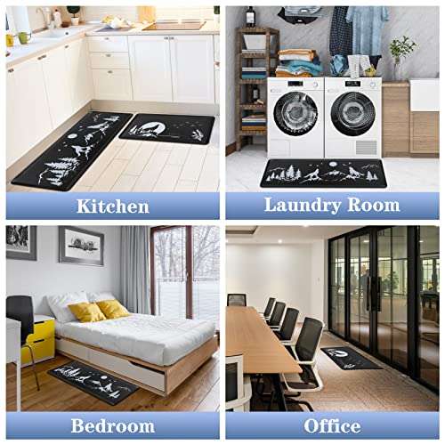 Hoikwo Wolf Decor Anti-Fatigue Comfort Kitchen mat for Standing, Kitchen Decor Wolf Gift Rugs and Mats for Men