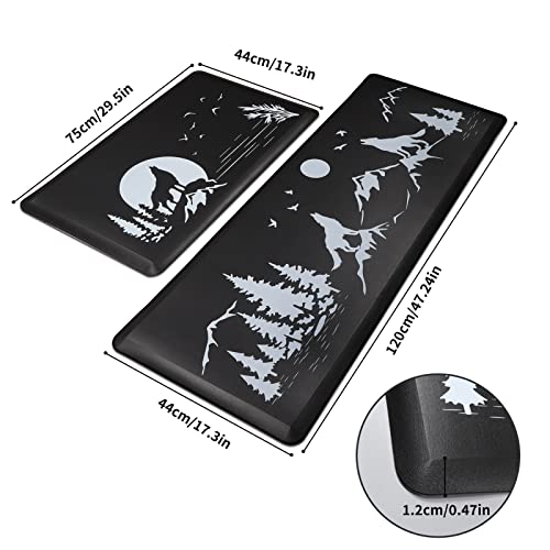 Hoikwo Wolf Decor Anti-Fatigue Comfort Kitchen mat for Standing, Kitchen Decor Wolf Gift Rugs and Mats for Men