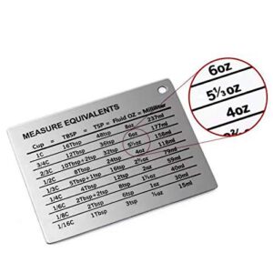 2PCS Professional Measurement Refrigerator Magnet in 18/8 Stainless Steel,Conversion Chart with Strong Magnet Backing