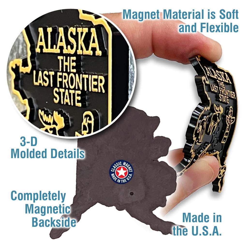 Alaska Small State Magnet by Classic Magnets, 2.2" x 2.2", Collectible Souvenirs Made in The USA