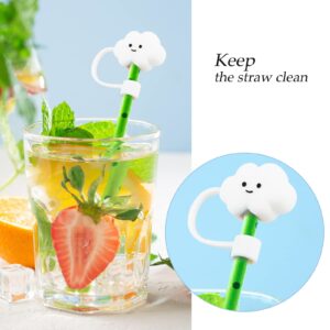 Silicone Straw Tips Cover, 8Pcs Straw Covers Cap Reusable Drinking Straw Tips Lids, Cloud Shape Straw Toppers Protector Cute Silicone Straw Plug for 6-8 mm Straws Outdoor Home Kitchen Party Decor