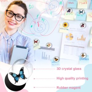 Weewooday 24 Pieces Refrigerator Magnets Crystal Glass Fridge Butterfly Flower Magnets Sticker for Home Office Cabinets Whiteboards Photos Party Holiday Kitchen Dishwasher Locker Decorative Magnets