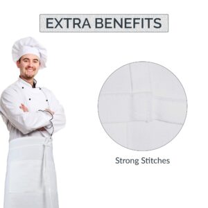 UBICON Xtra Wide Bistro Apron (36" Wide, 33" Long), Durable, 100% Cotton, with Large Pockets, Long Tiebacks For Home, Kitchen, Garden, Restaurant (33" Long, Single Pack, White)