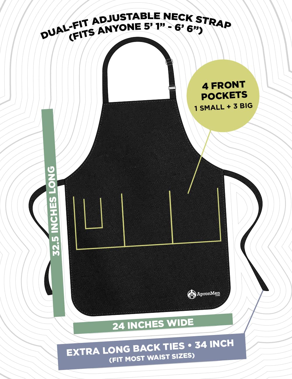 ApronMen, Hook 'Em Cook 'Em Funny Fishing Redneck Apron - Great BBQ Grilling Gifts for Dad - Adjustable One Size Fits All - Chef Kitchen Aprons for Men